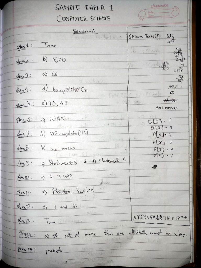 Cs Sample Paper 1 | PDF