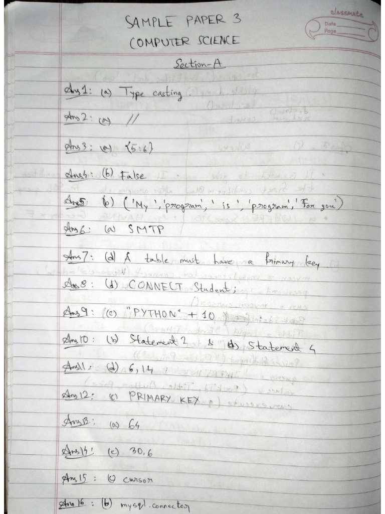 Cs Sample Paper 3 | PDF