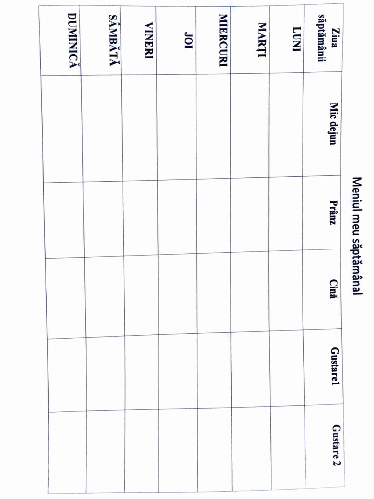 Meniu Saptamanal | PDF