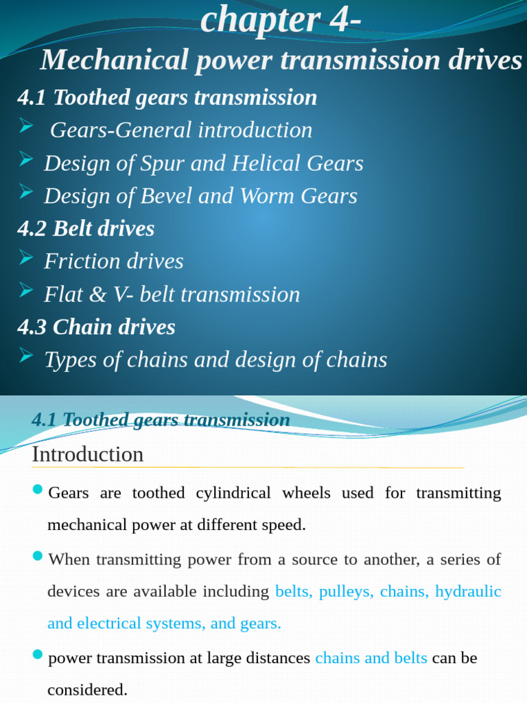Chapter 4-Mechanical Power Transmission Drives | PDF | Gear | Classical ...