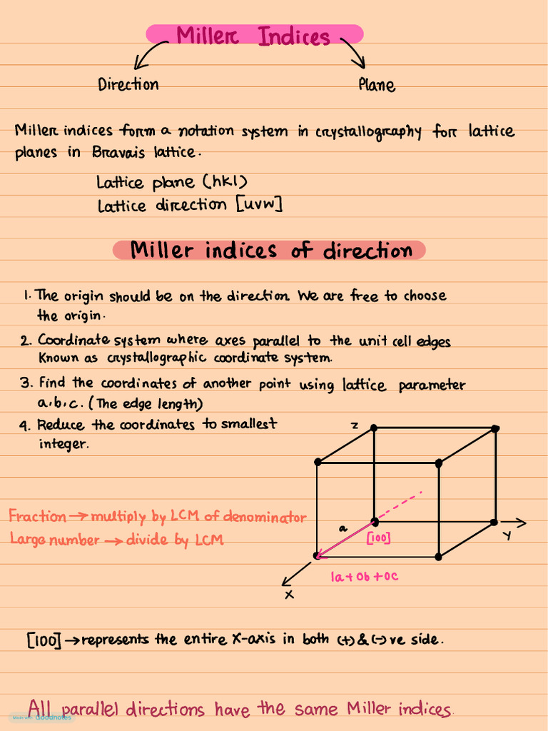 Miller indices of direction and planes (2317022) | PDF | Mineralogy ...