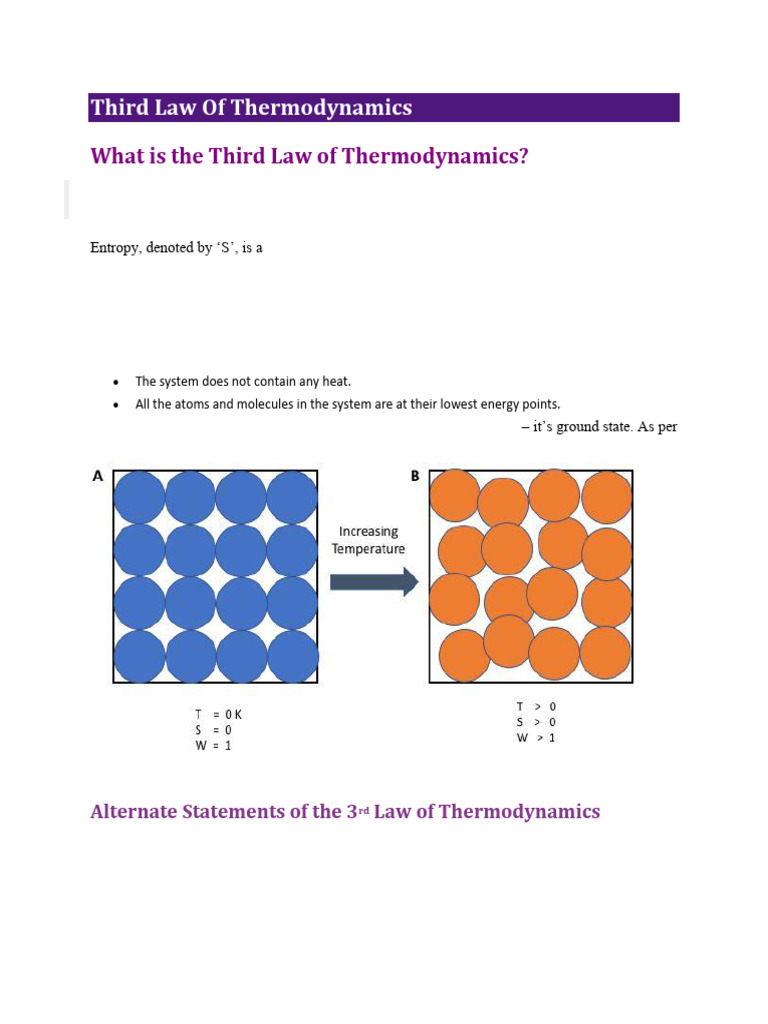 Third law of Thermodynamics | PDF | Entropy | Temperature Third law of Thermodynamics | PDF | Entropy | Temperature