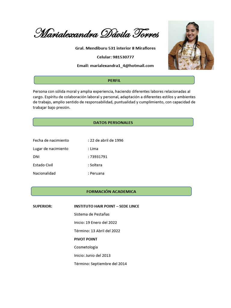 Cv - Maria Alexandra Davila Torres. | PDF