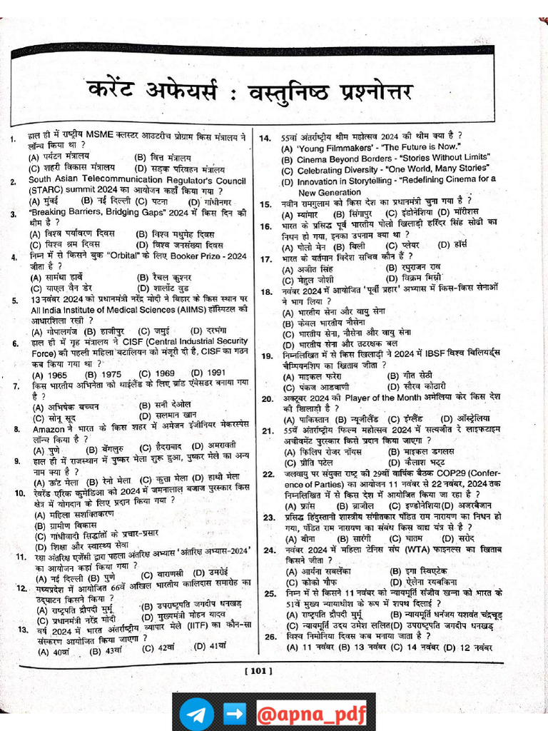 Current Affairs Objective | PDF