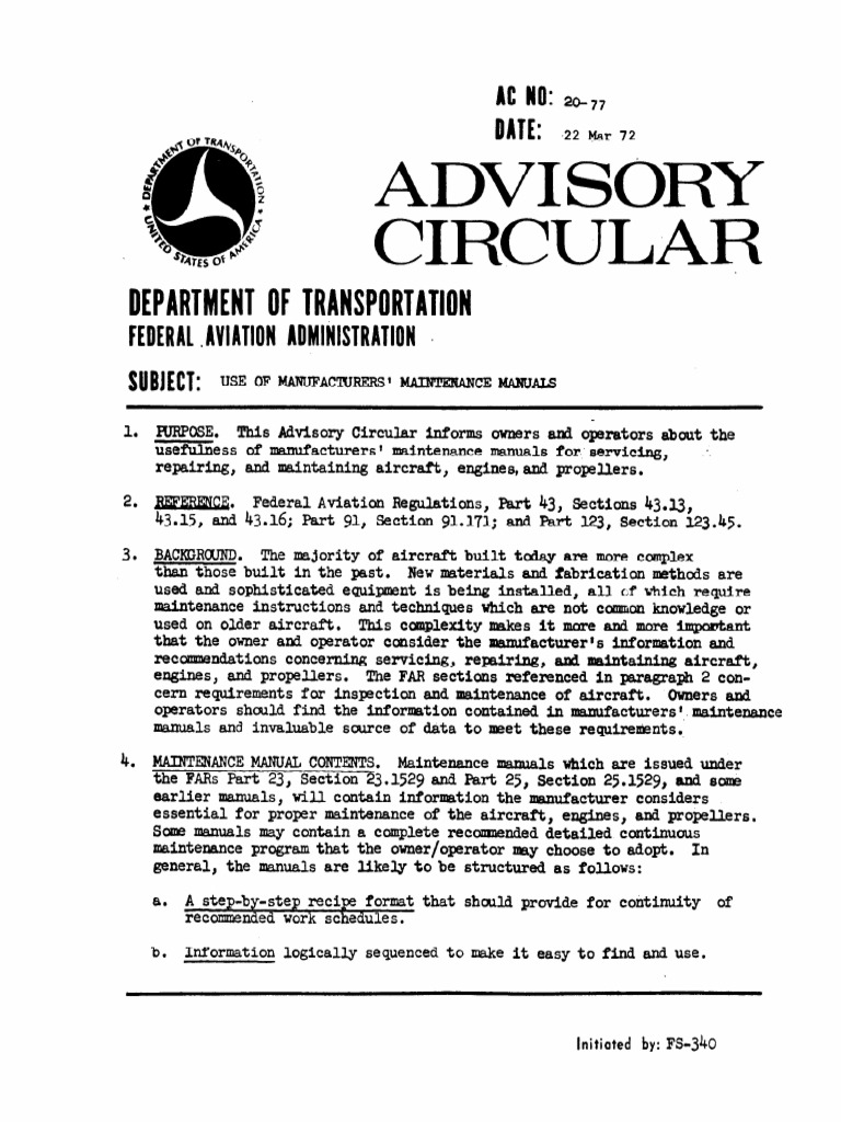 Ac20-77 USE OF MAINTENANCE MANUALS | PDF