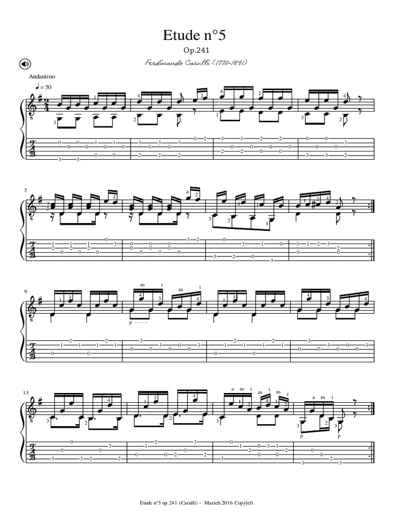 Carulli Etude No. 5 Op. 241 Sheet Music | PDF