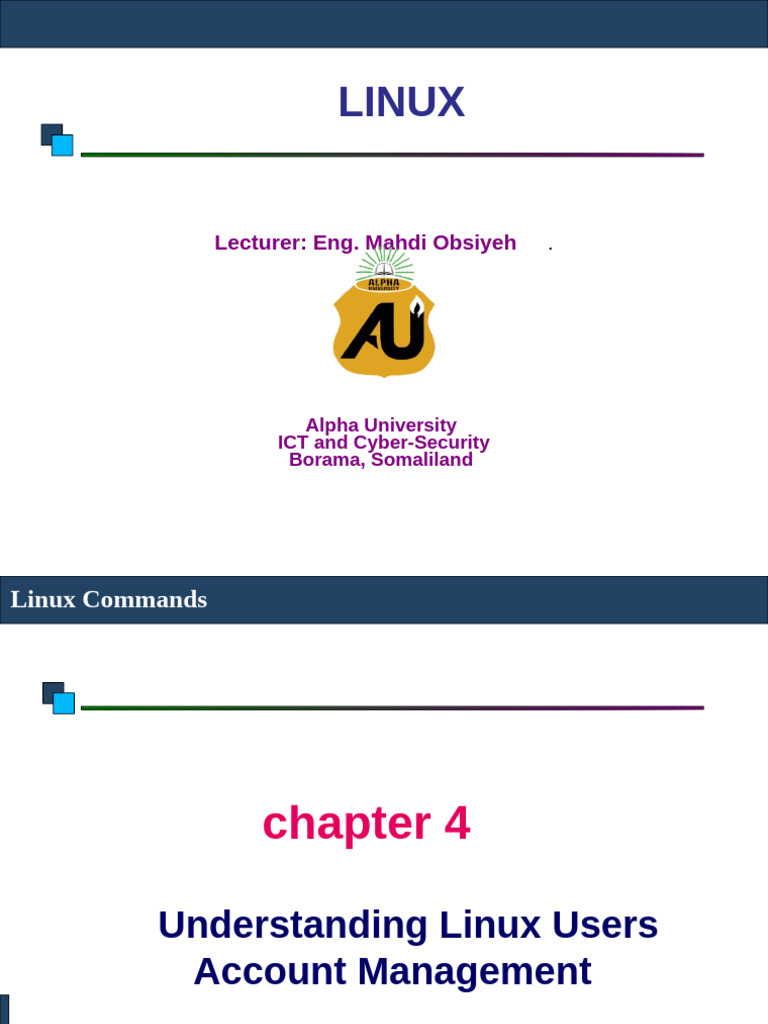 Ch. 4 Managing Linux Users Account Mangment | PDF | Superuser | User (Computing)