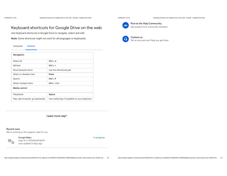Keyboard shortcuts for Google Drive - Android | PDF | Computer Keyboard ...