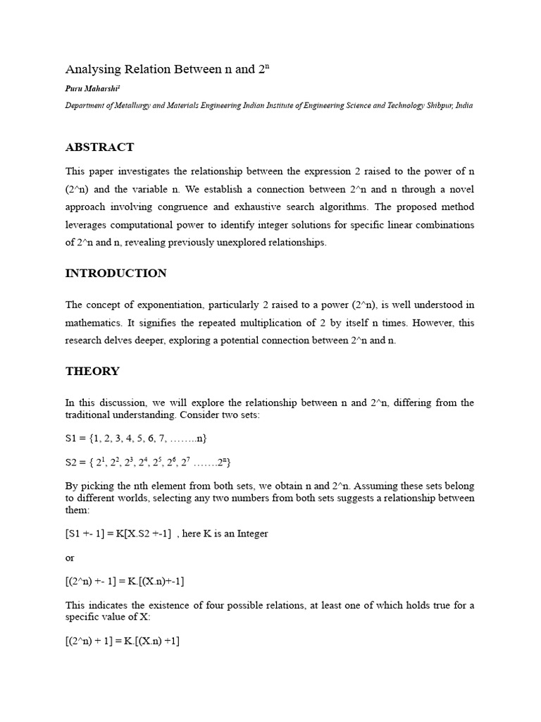 Analysing Relationship Between Exponentiation and Linear Expressions ...
