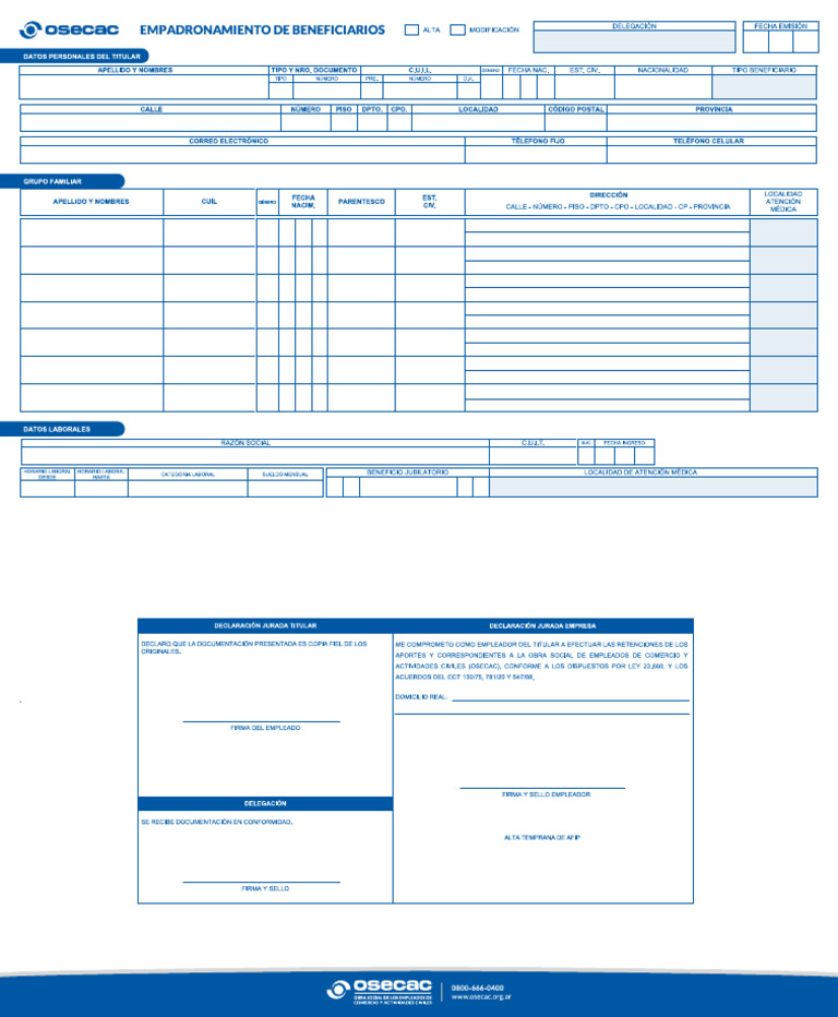 OSECAC Formulario-Empadronamiento Editable | PDF