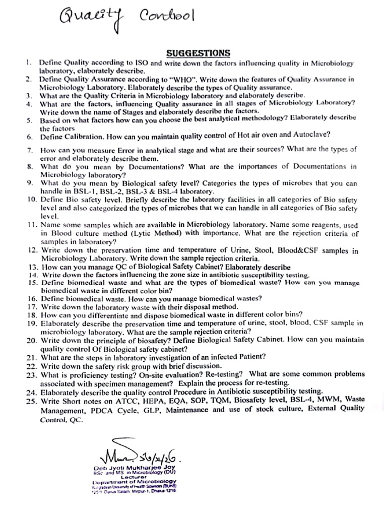 Quality Control & Automation in Microbiology Laboratory Note 2024 | PDF