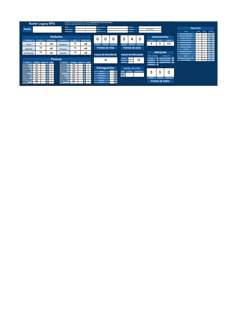 Ficha de Hunter Legacy - Noroi | PDF