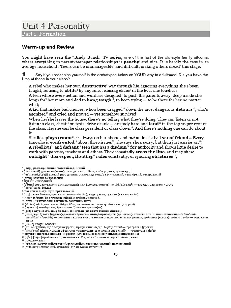 New Unit 4 Personality | PDF | Adolescence