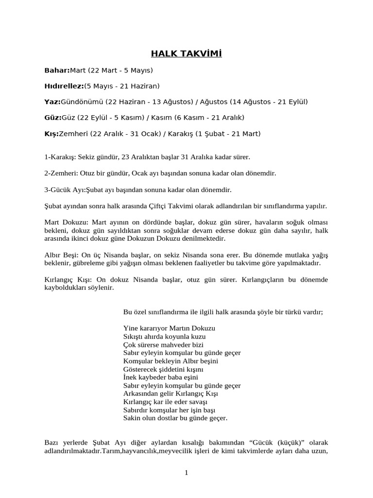 Halktakvimi | PDF