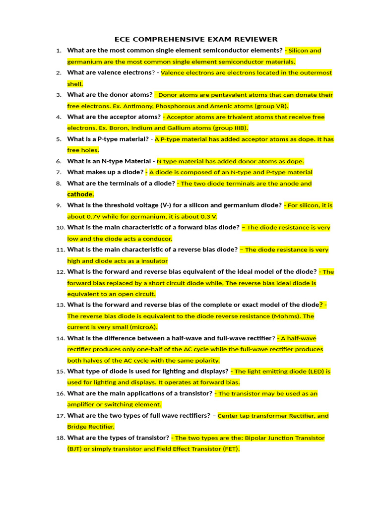 Ece Comprehensive Exam Reviewer 2 | PDF | Field Effect Transistor | Bipolar Junction Transistor