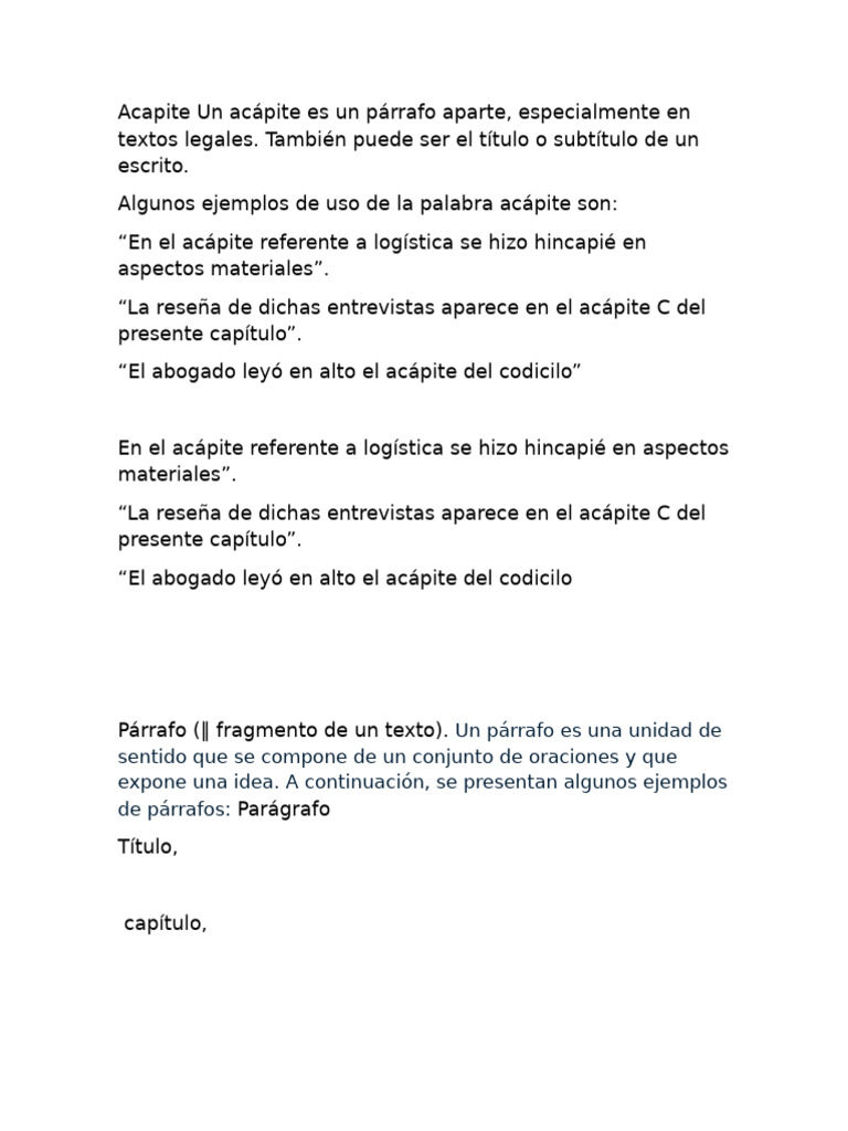 Definición y Ejemplos de Acápite | PDF