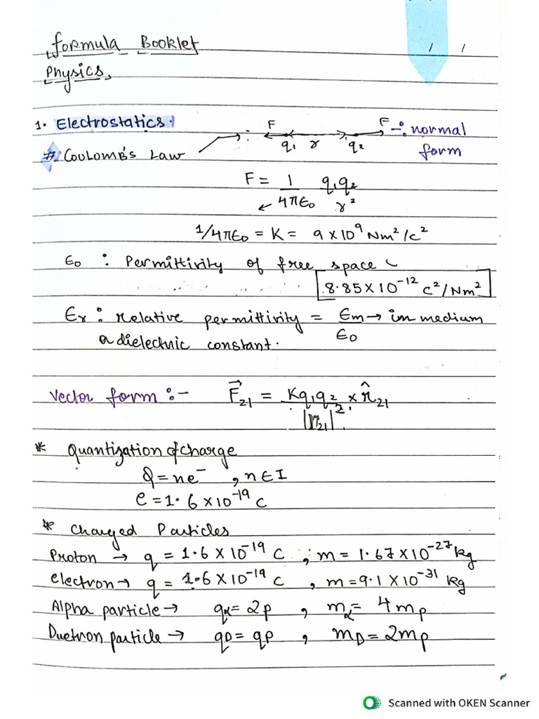 Electrostatics Short Notes | PDF