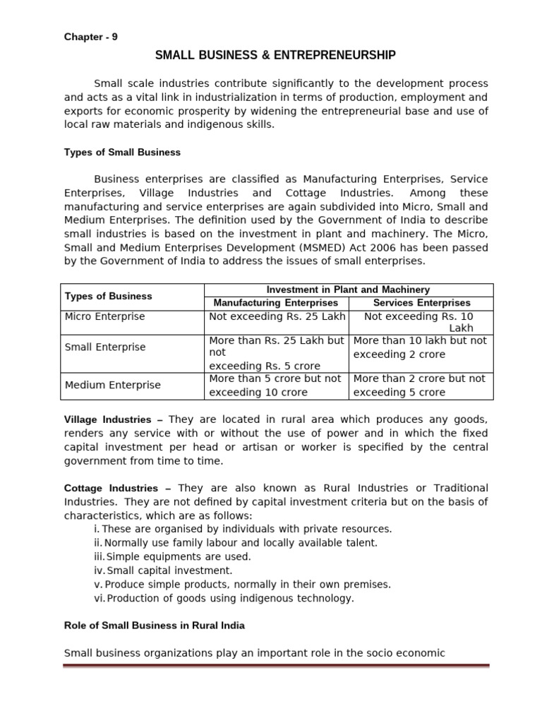 Chapter 9 Small Business & Entrepreneurship | PDF | Startup Company ...