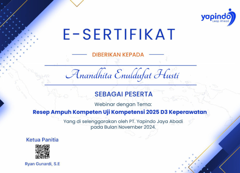 Anandhita Enuldufat Husti E-Sertifikat | PDF