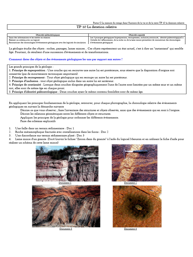 Datation relative en géologie : principes clés | PDF | Géologie | Granit
