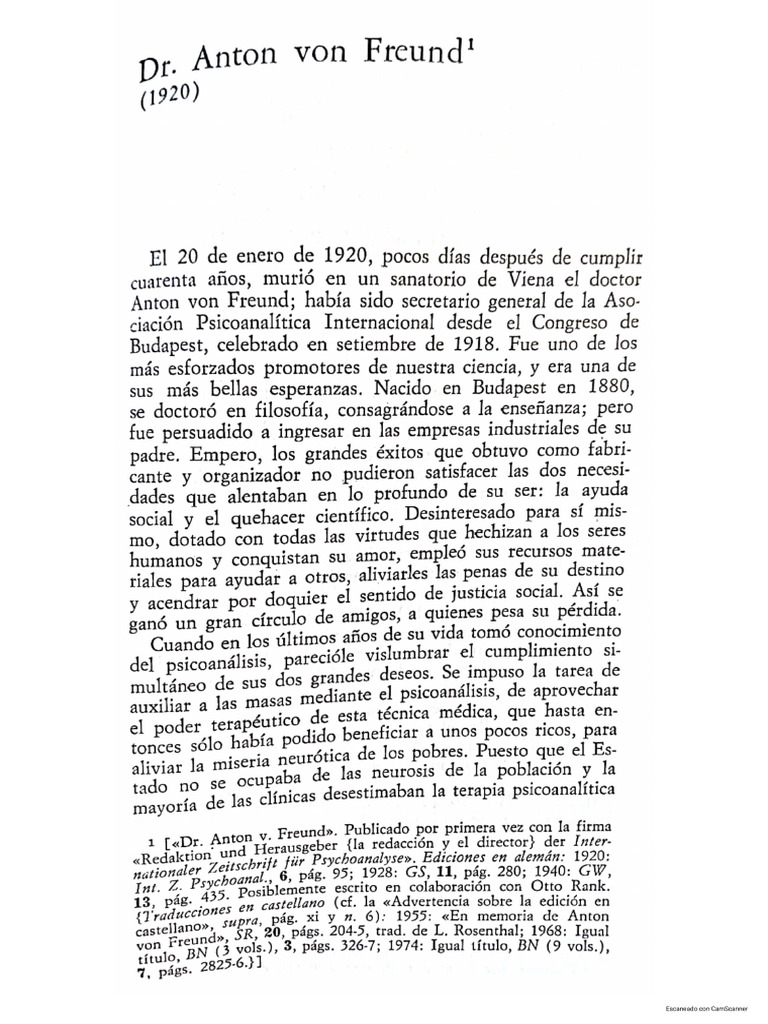 Freud, S., Dr. Anton Von Freund | PDF
