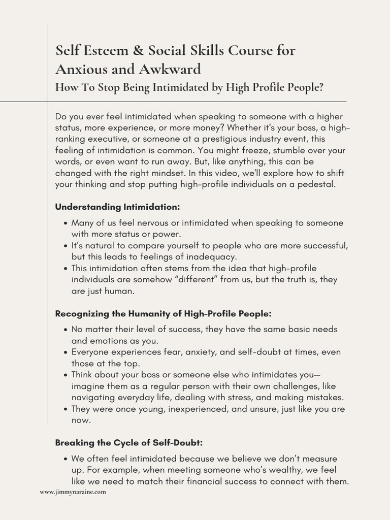 Overcoming Intimidation in Conversations | PDF | Self Esteem | Feeling