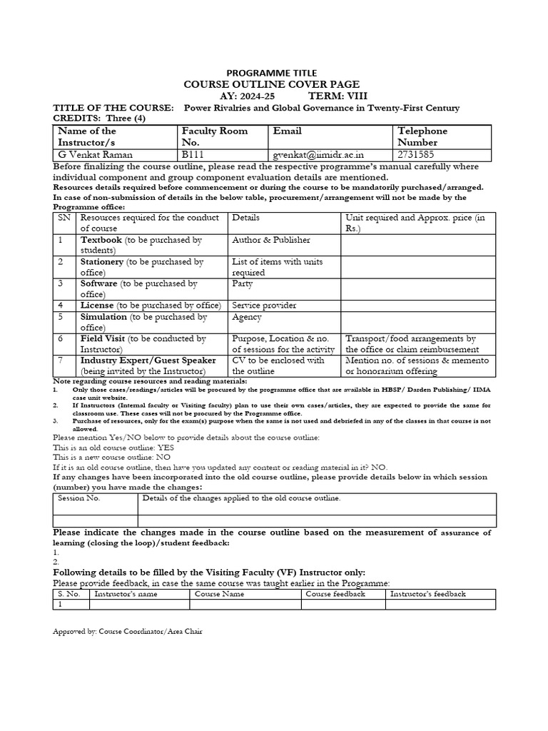 COURSE OUTLINE | PDF | Academic Dishonesty | Asian Infrastructure ...