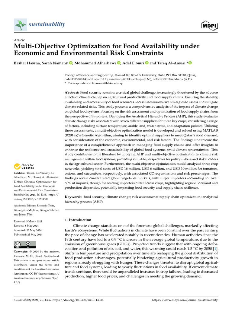 Food Security Optimization Amid Climate Risks | PDF | Climate ...