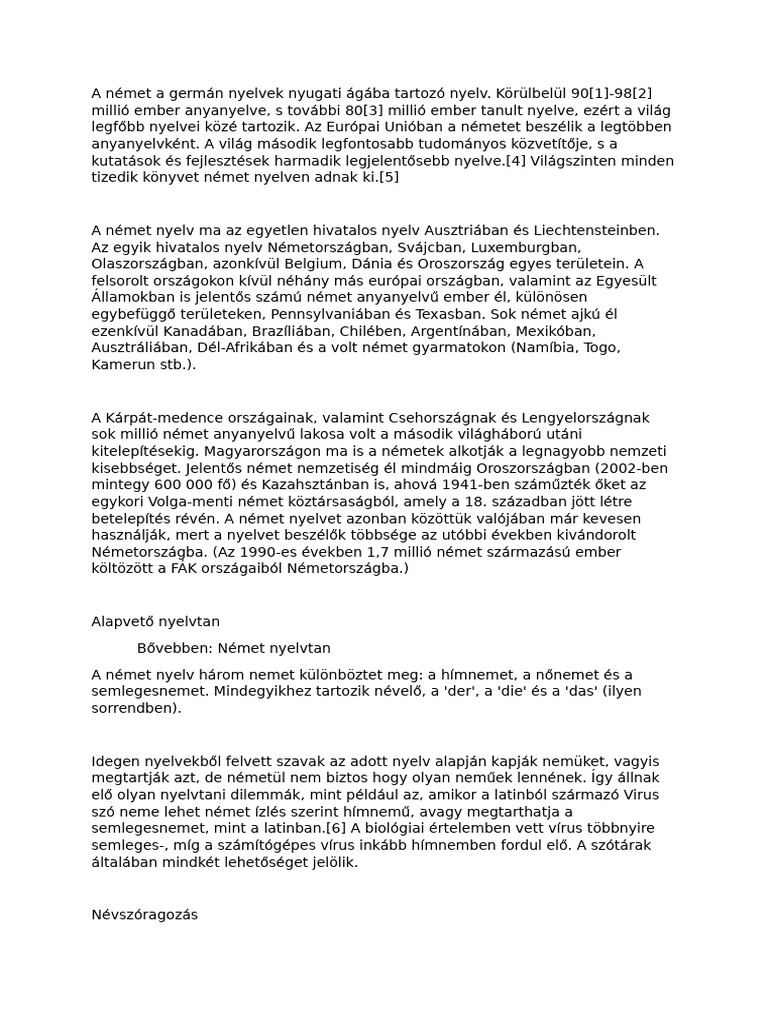 A Német Nyelv | PDF