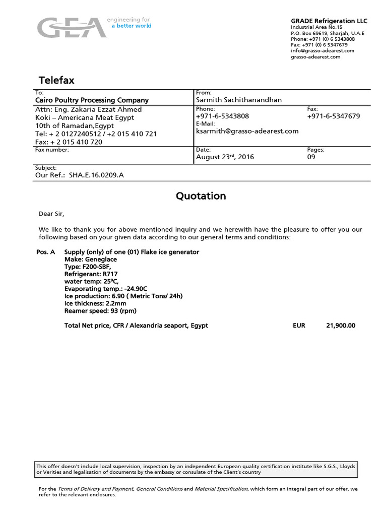 Ice Generator Quotation for CPC | PDF | Pump | Valve