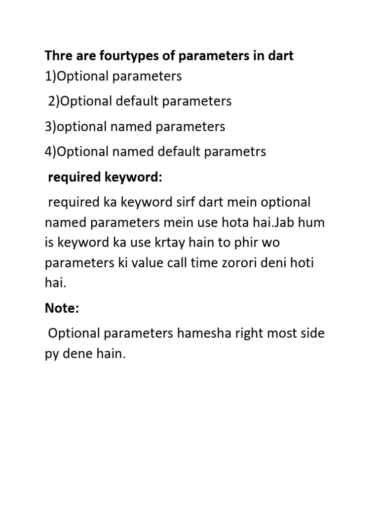 6) Parameters in Dart | PDF