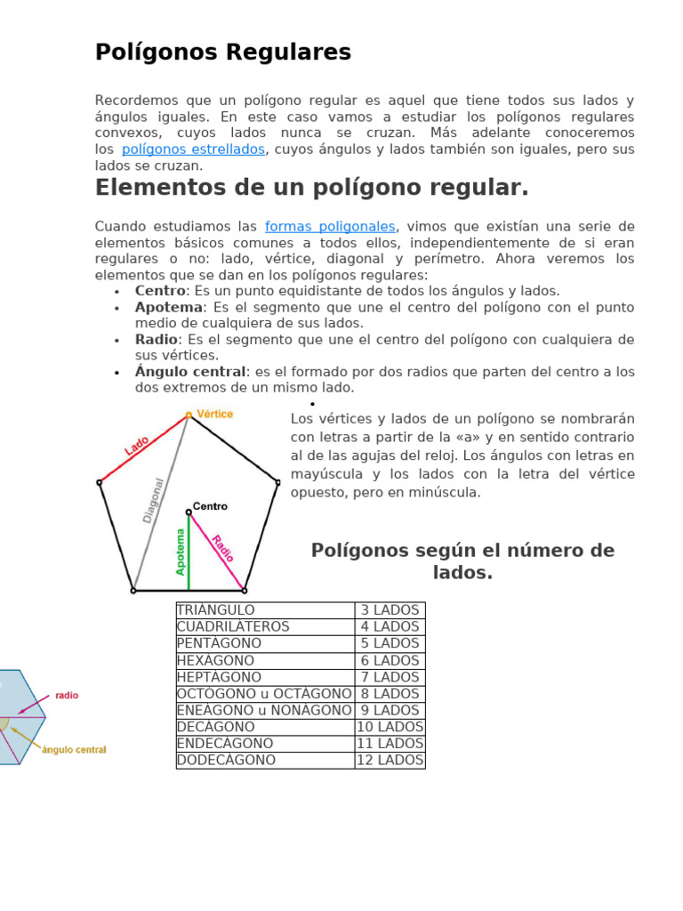 Elementos de Polígonos Regulares | PDF