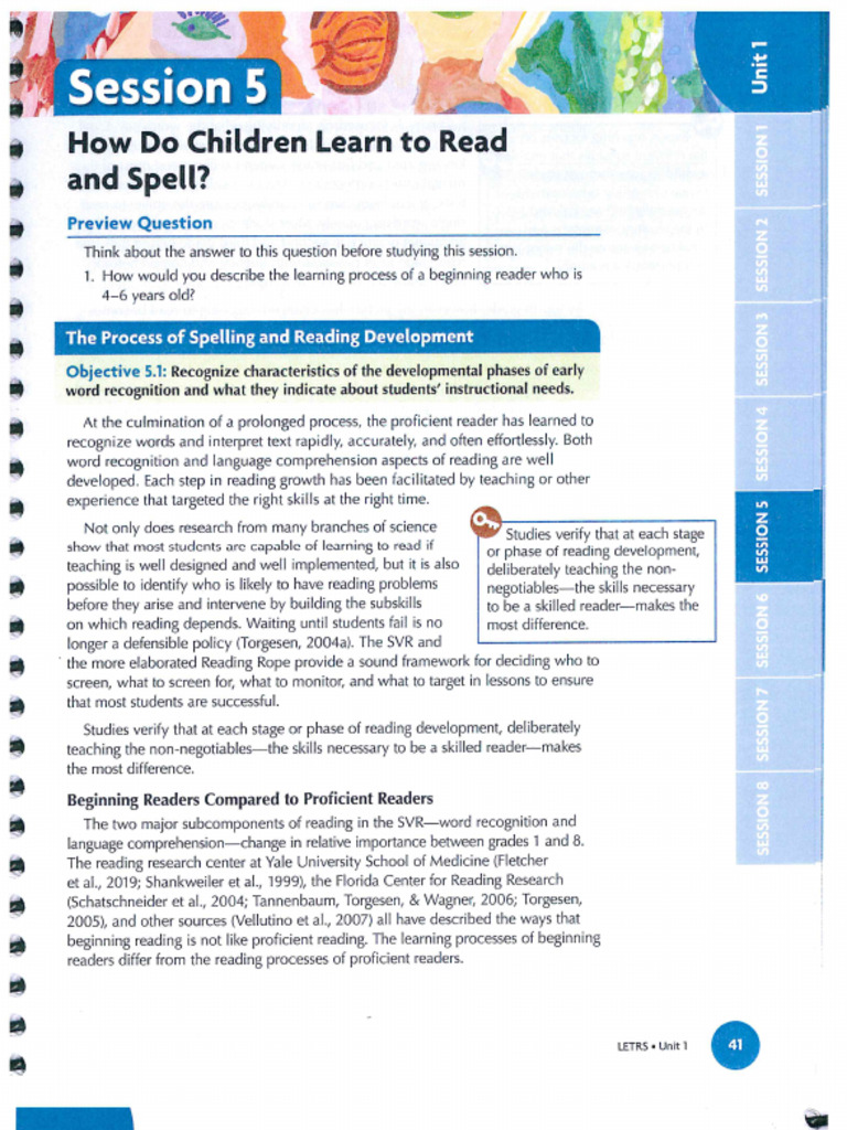 LETRS Unit 1 Sessions 5-8 | PDF