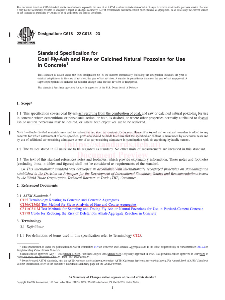 ASTM-C618-23 | PDF | Cement | Concrete