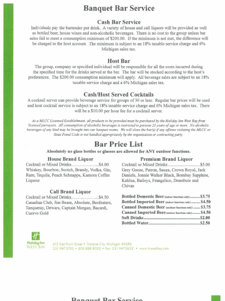 Bar Menu | PDF | Bar | Drink