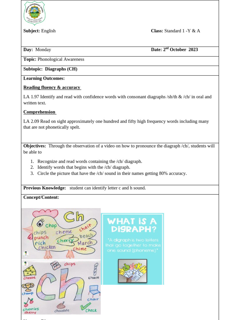 Week 3 Lesson Plan (3rd Oct-7th Oct) | PDF | Reading Comprehension ...