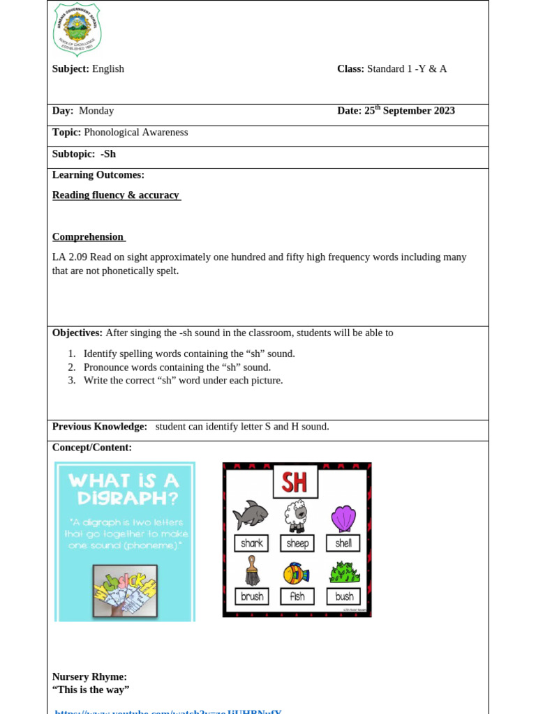Week 2 lesson plan ( Sept 25-29) | PDF | English Language | Word