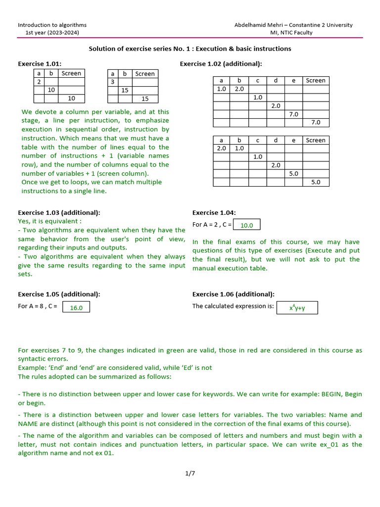TD1 ALGO | PDF | Algorithms | Computer Programming TD1 ALGO | PDF | Algorithms | Computer Programming