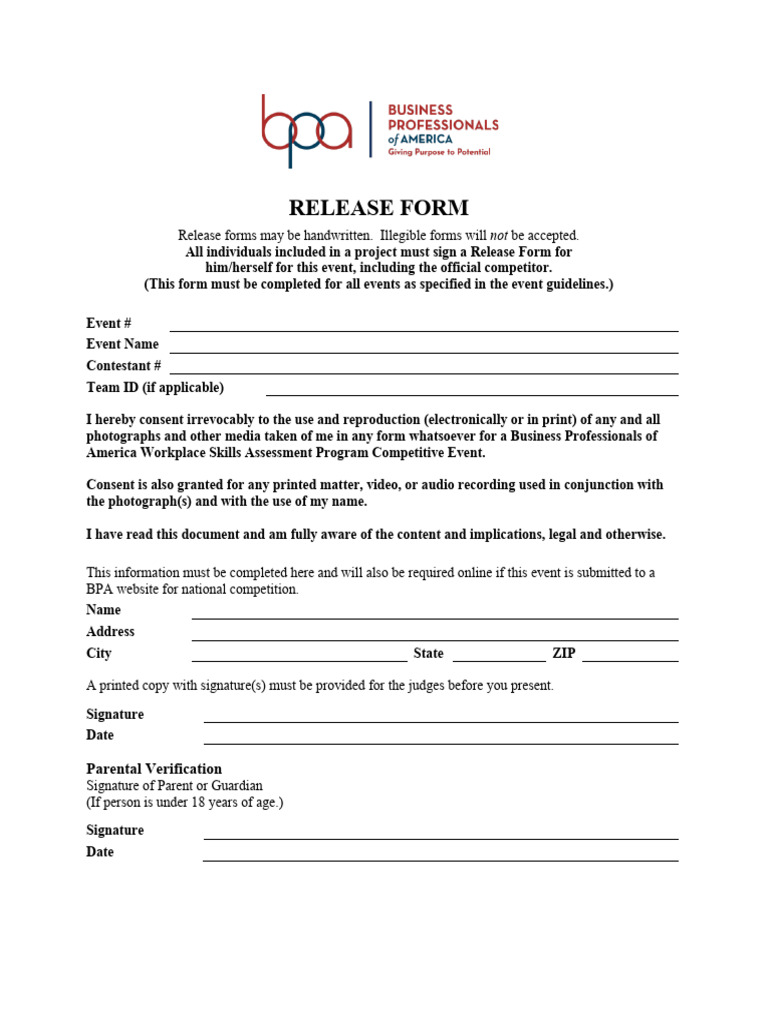 Release Form Fillable2 | PDF