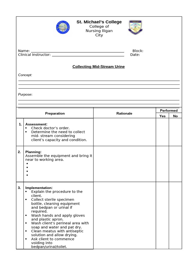 Mid-Stream Urine Collection Guide | PDF