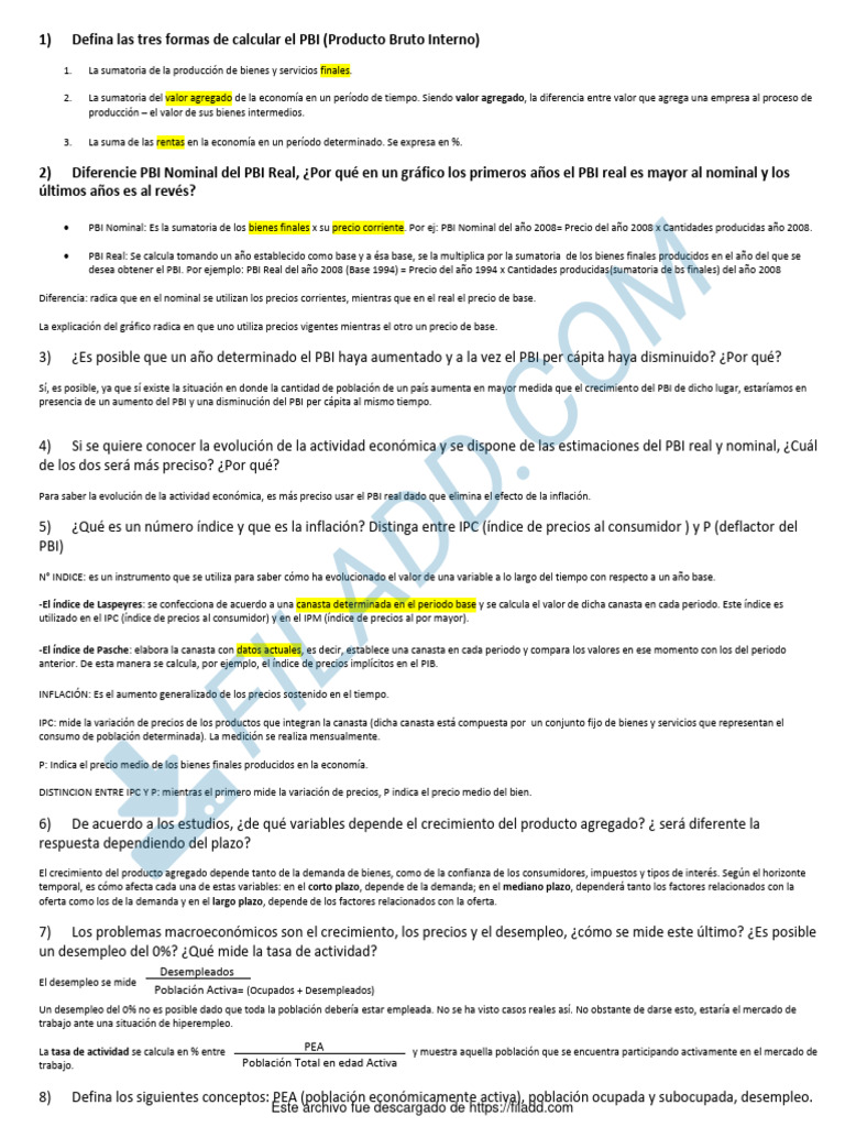1P - U2 - La Ecuacion Macroeconomica - Guia (1) | PDF | Producto Interno Bruto | Desempleo