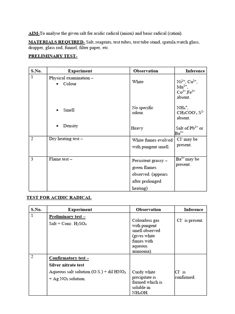 Barium Chloride - Salt Analysis | PDF | Salt (Chemistry) | Chlorine