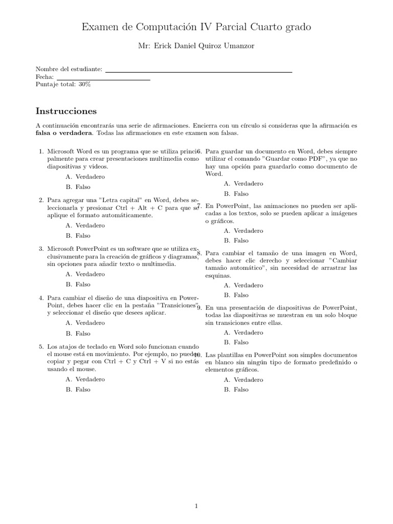 Examen de Computacion | PDF | Microsoft PowerPoint | Microsoft Word
