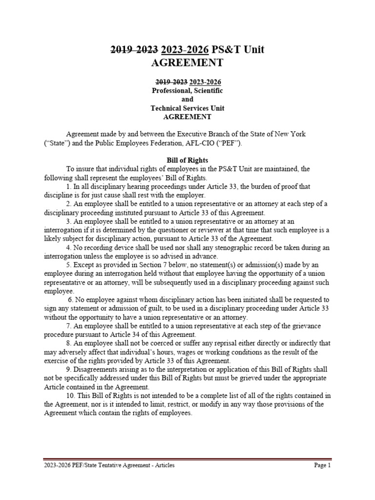 2023 2026 PEF State TentativeAgreement | PDF | Salary | Employment