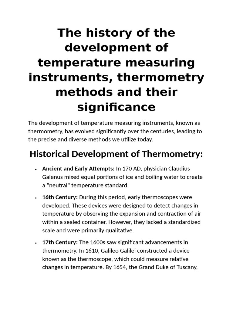 The Development of Temperature Measuring Instruments | PDF ...