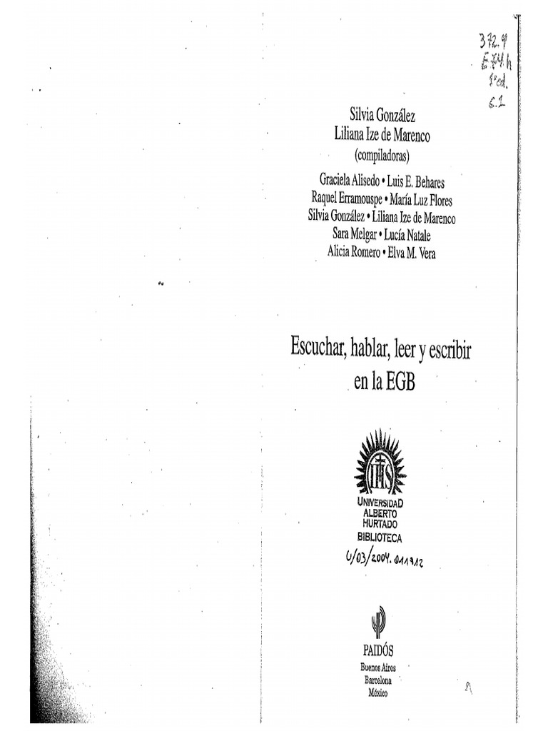 Escuchar Hablar Leer y Escribir. Cap. 2 | PDF