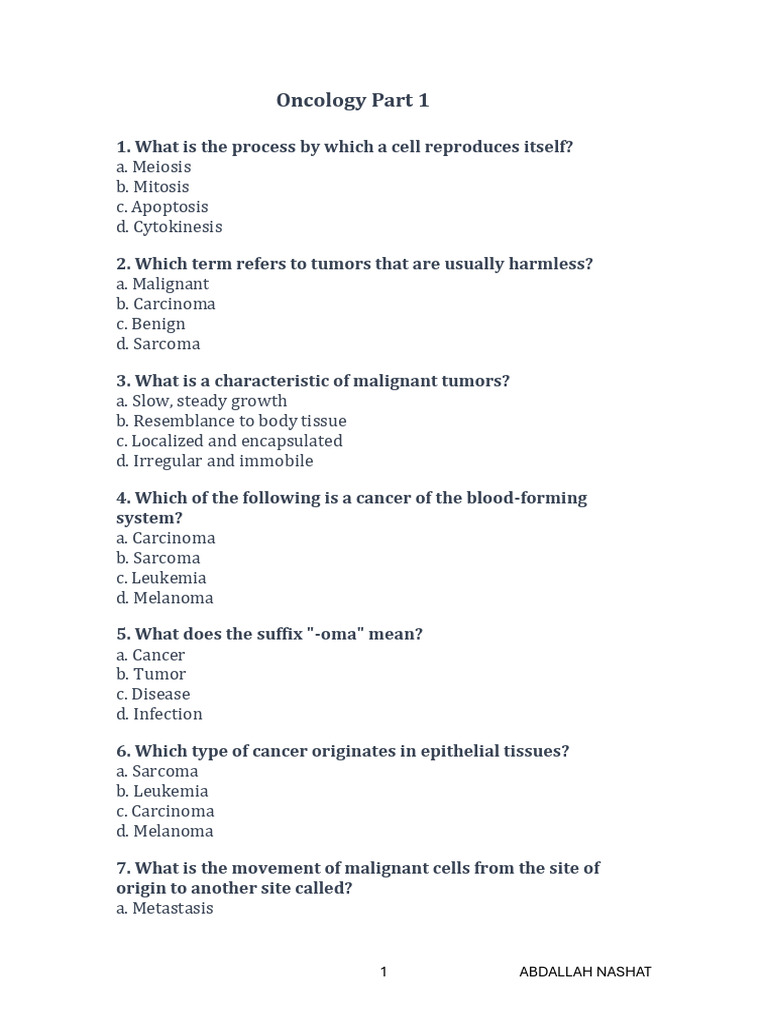 Oncology Part 1 PDF | PDF | Cancer | Neoplasms