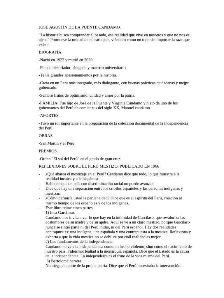 Candamo | PDF | Perú | Nación