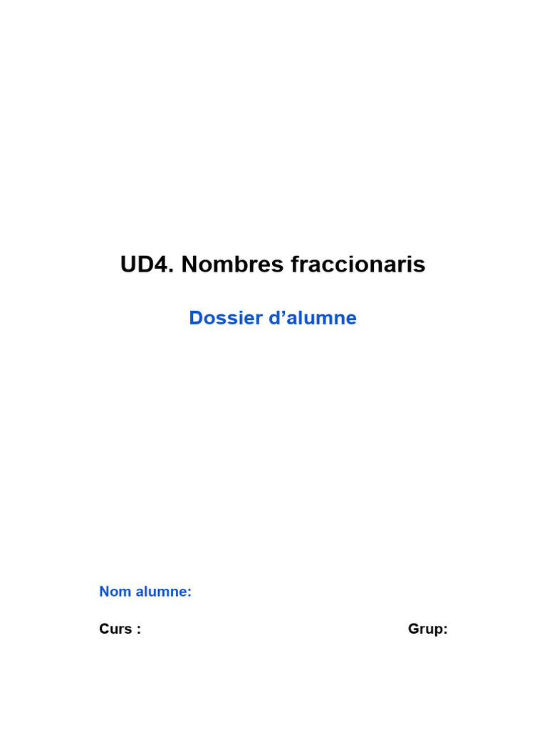 Dossier UD4 Nombres Fraccionaris | PDF