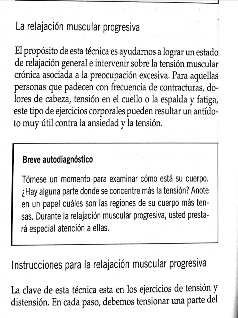 Explicación. Relajación Muscular Progresiva | PDF